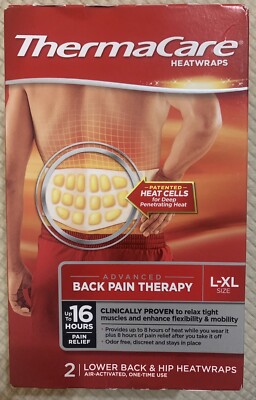ThermaCare Lower Back/ Hip Pain Relief Heat Wraps sz L-XL 2 Ct Back ...