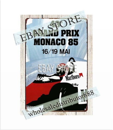 1985 Monaco Grand Prix Sports racing car metal tin sign room ...