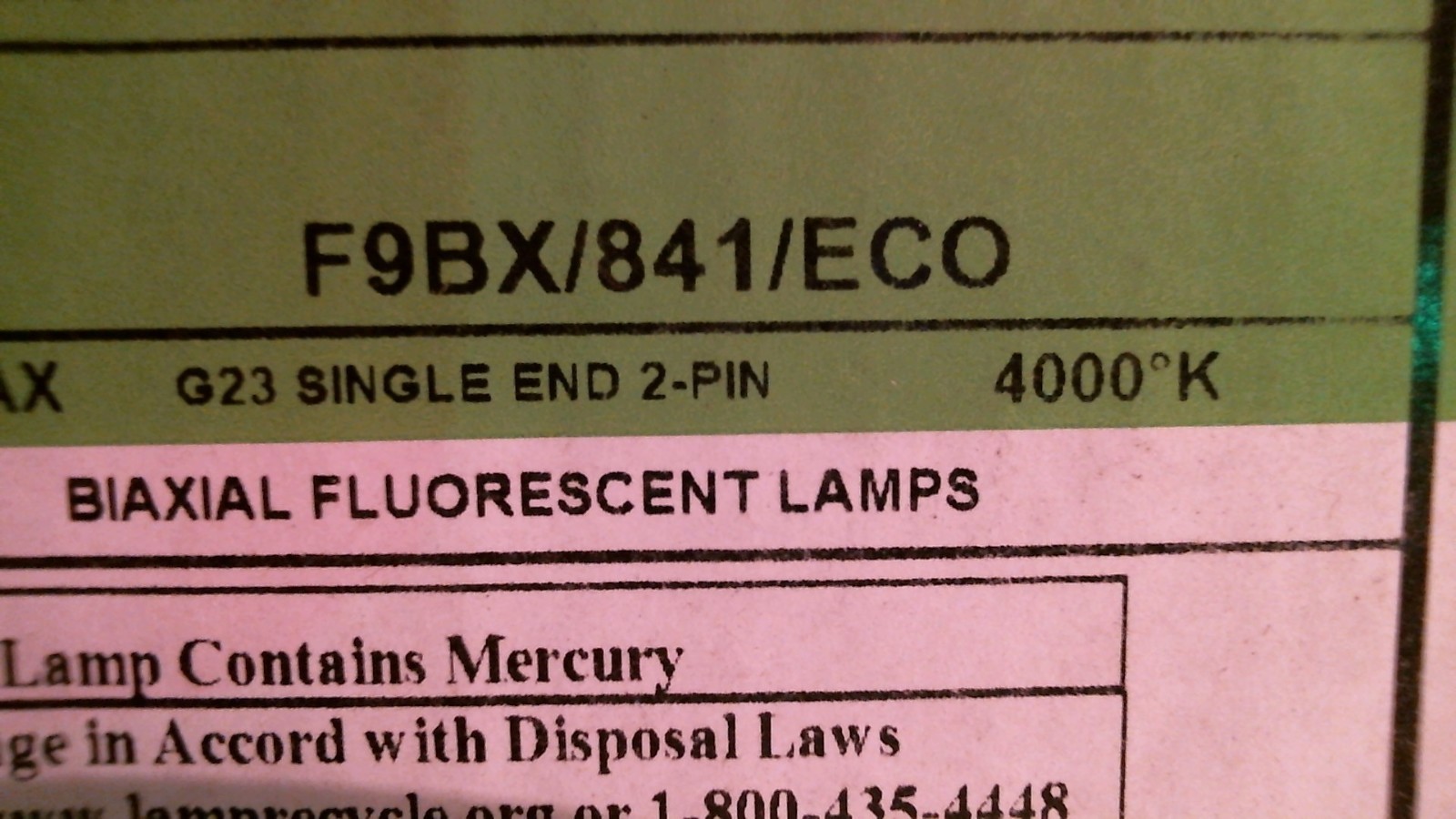 GE Biax S ECO 9W 2 Pin Compact Fluorescent Lamp F9BX/841/ECO, FS | eBay