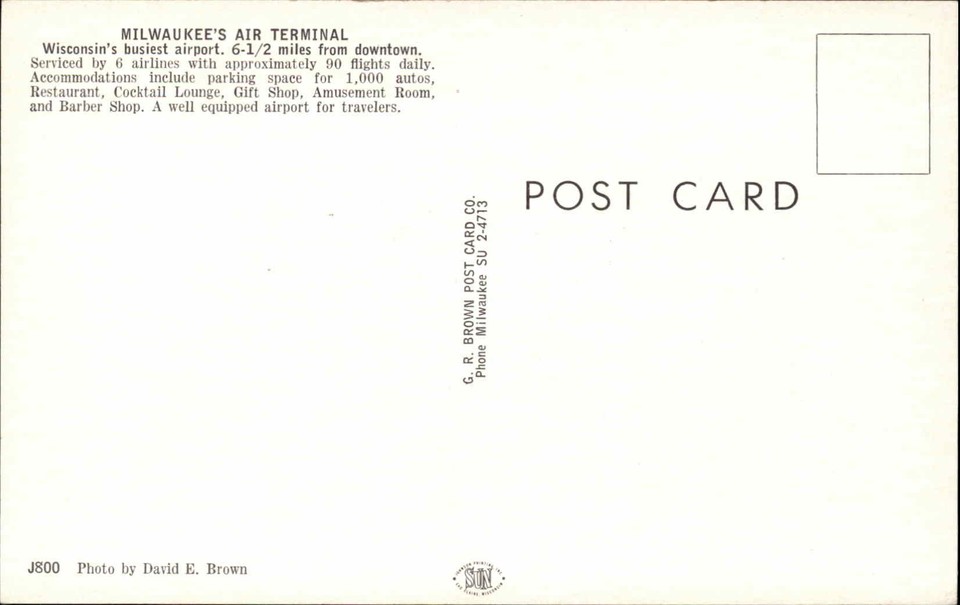 Milwaukee Wisconsin WI Airport Terminal Entrance c1950s-60s Postcard | eBay