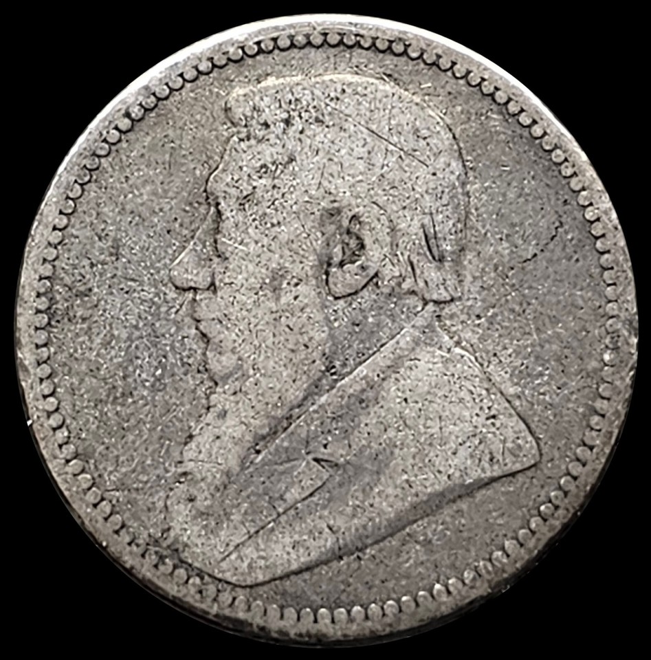 SCARCE 1892 ZAR S Africa 6 Pence Krueger .925 Silver Coin 28,300 Minted ...