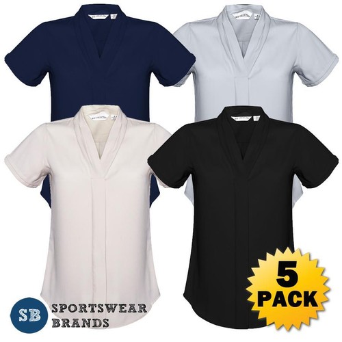5 x Womens Madison Short Sleeve Shirt Ladies Top Modern Work Blouse New ...