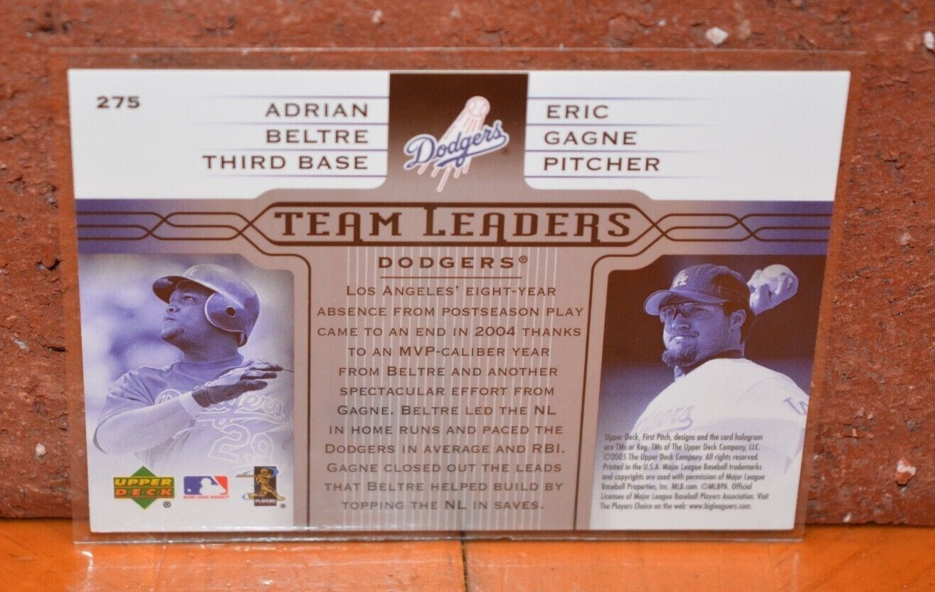 UD FIRST PITCH BASEBALL CARD TEAM LEADERS ANDRIAN BELTRE & ERIC GAGNE ...
