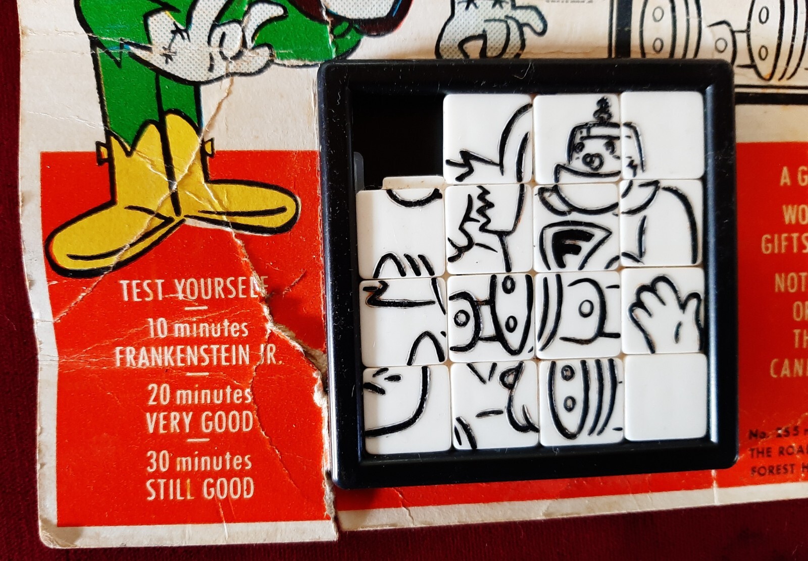 VINTAGE ROALEX SLIDE PUZZLE 1967 FRANKENSTEIN JR. SLIDING SQUARES ...