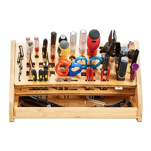 Bamboo Screwdriver Organizer Rack Tools Desktop Hand Tool Stand And ...