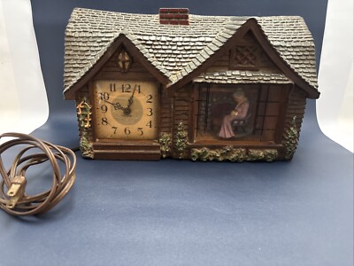 Vintage Haddon Original Home Sweet Home Electric Clock Rocking Grandma ...