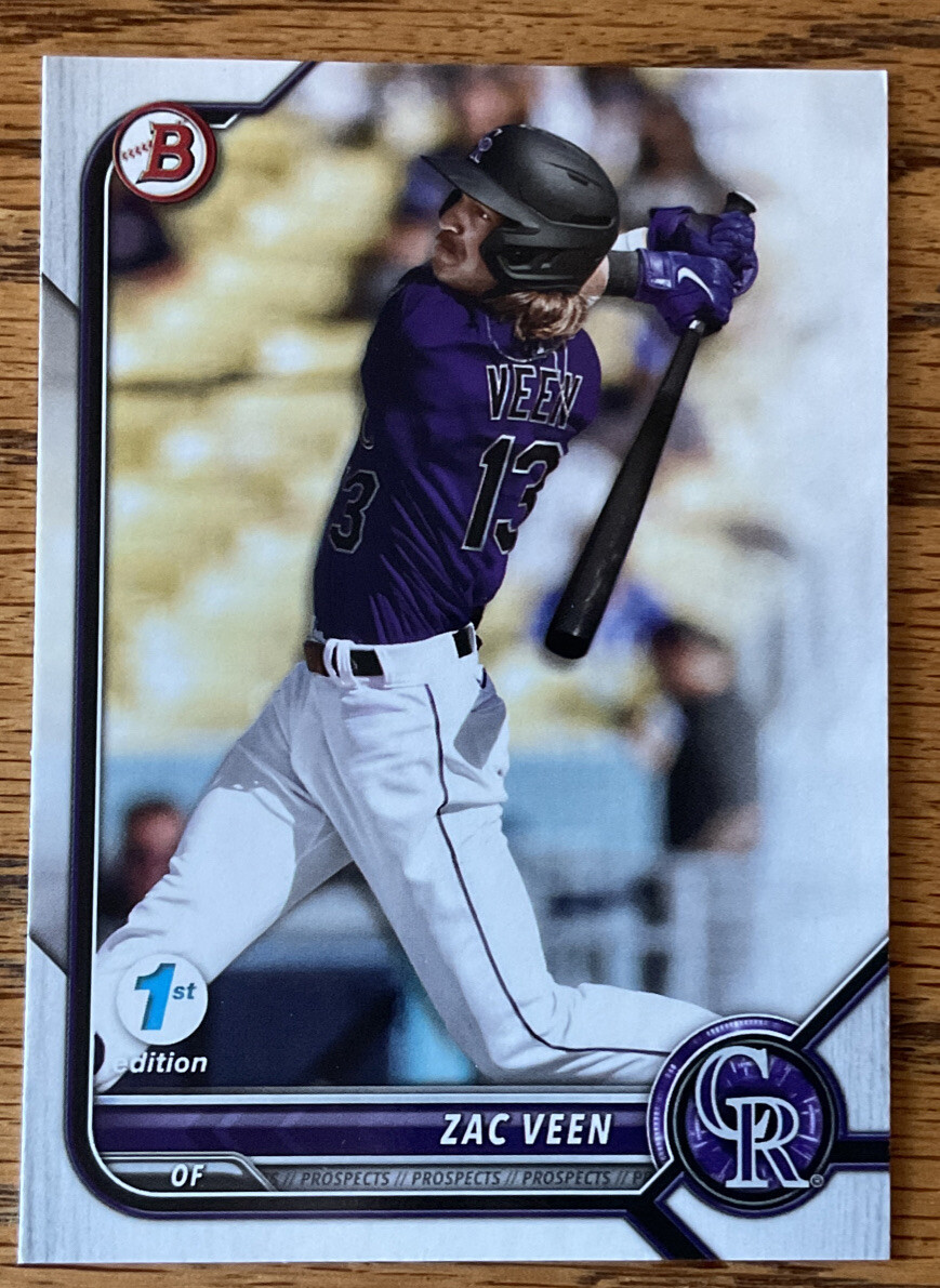 2022 Bowman Draft 1st Edition Base Card BD-32 Zac Veen Colorado Rockies ...