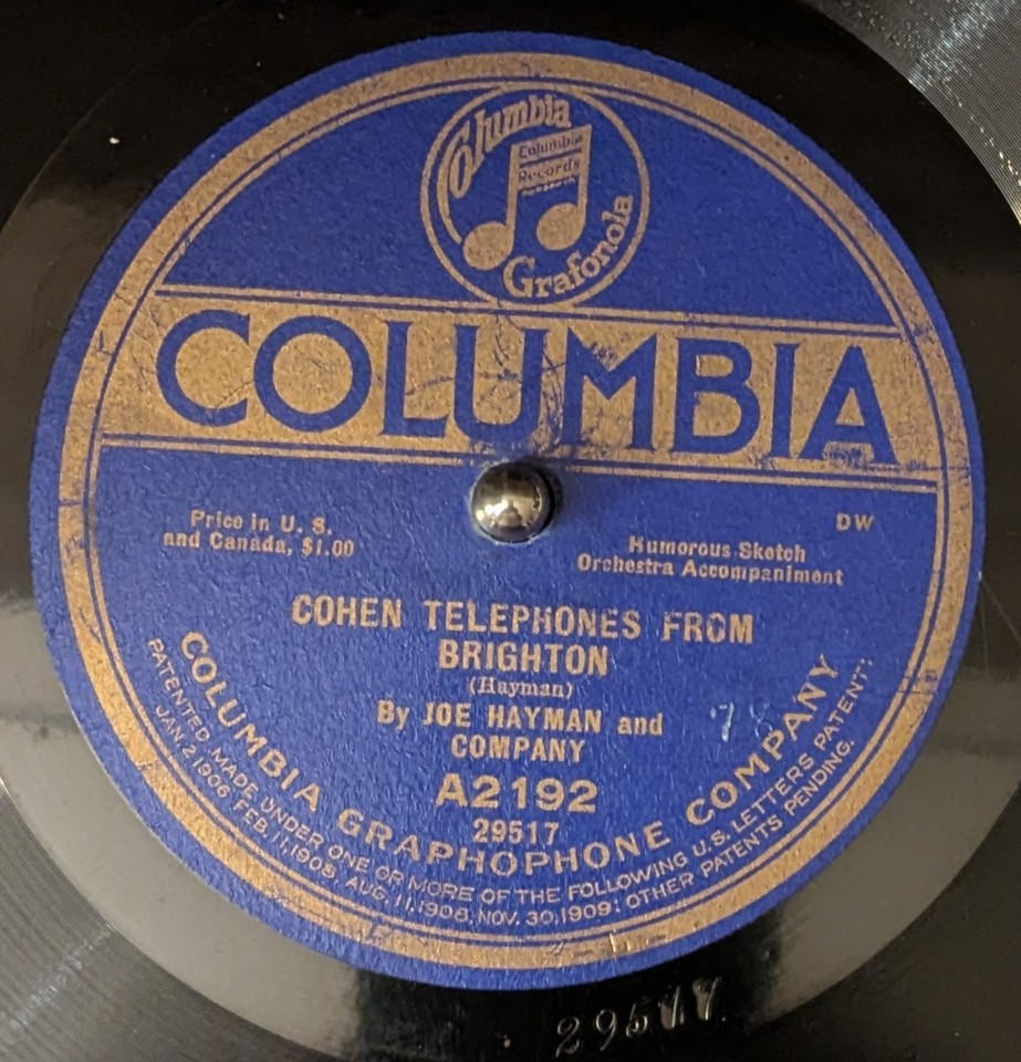 Joe Hayman - 78 rpm Columbia A-2192 Cohen Telephones The Health ...