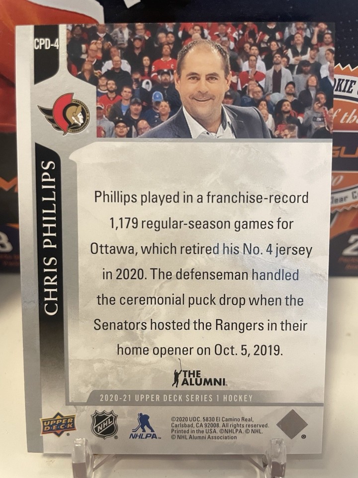2020-21 Upper Deck Ceremonial Puck Drop SSP Chris Phillips Senators # ...