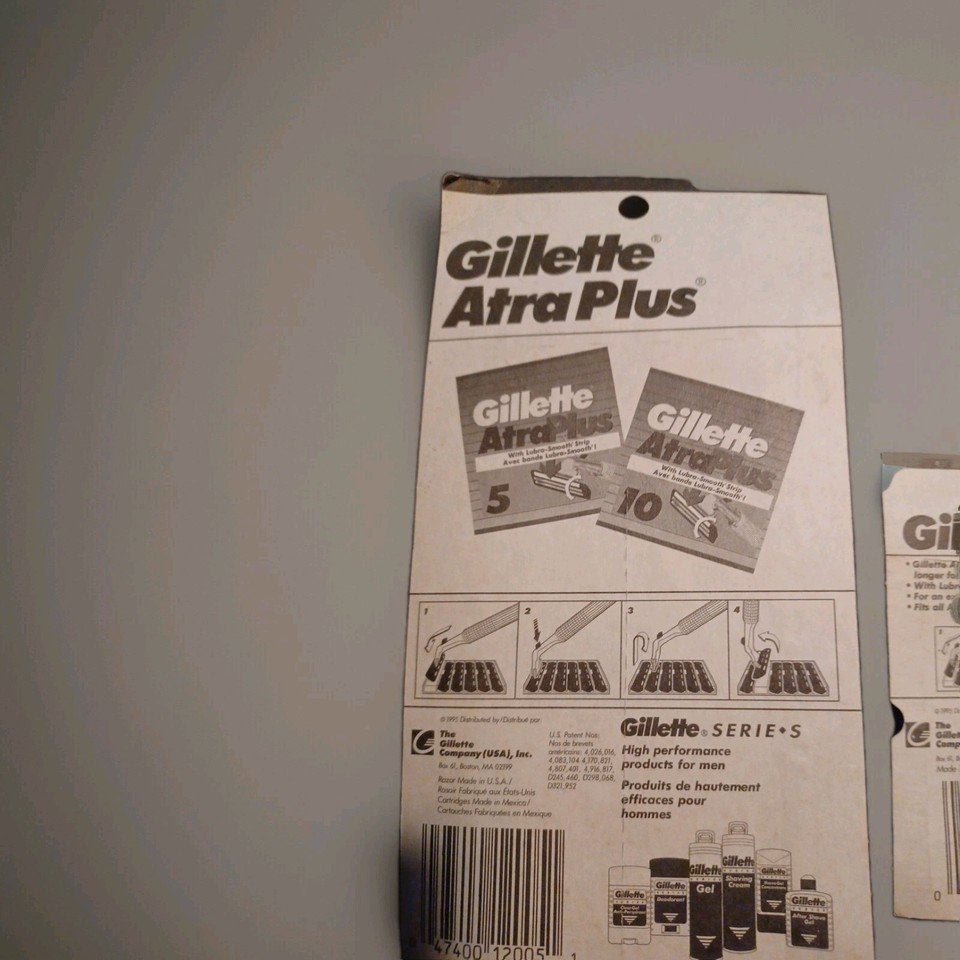 Vintage Original 90s Gillette Atra Metal Razor Handle With 17 Original ...