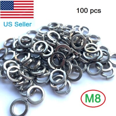 (100) M8 Stainless Steel Split Lock Washers 8mm Spring Washer (QTY:100 ...