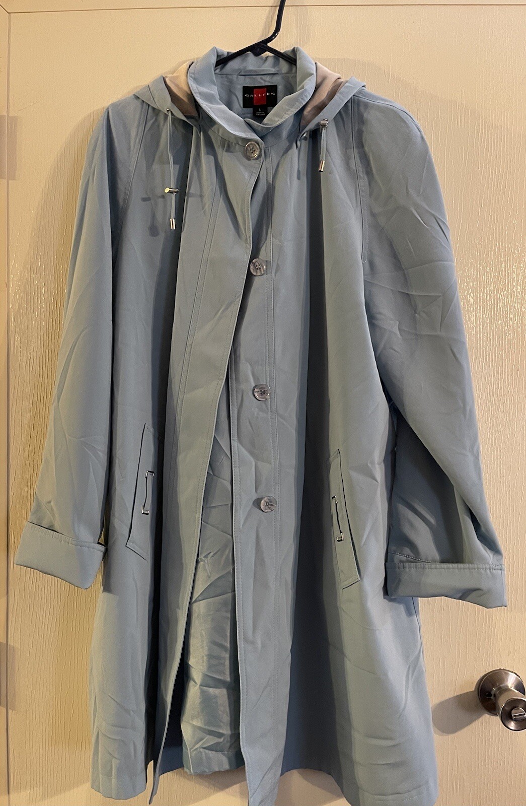 Gallery Lightweight Hooded Trench Duster Jacket Blue … - Gem
