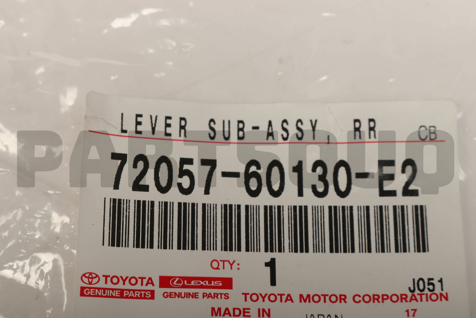 7205760130E2 Genuine Toyota LEVER SUB-ASSY, REAR SEAT LOCK CONTROL, RH ...