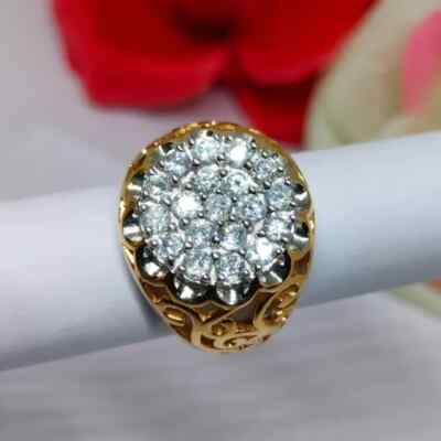 2.5CT 14K Gold Plated Silver Men's Kentucky Cluster Real Moissanite ...