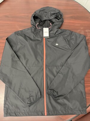 Quicksilver Men's XL Black Zip-up Hooded Light Jacket Packable Hood ...