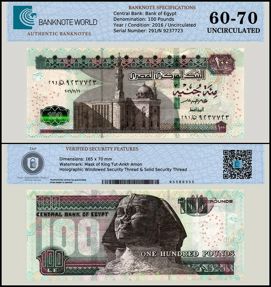 Money Of Egyp Central Bank 100 Pounds