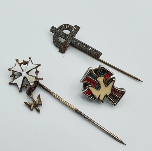 Vintage Christian Maltese Huguenot Protestant Cross pin dove bird ...
