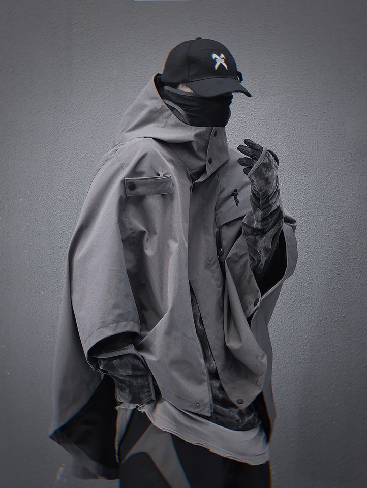 Niepce Unisex I-Tech Poncho Japanese Techwear Hooded Cape Jacket | eBay