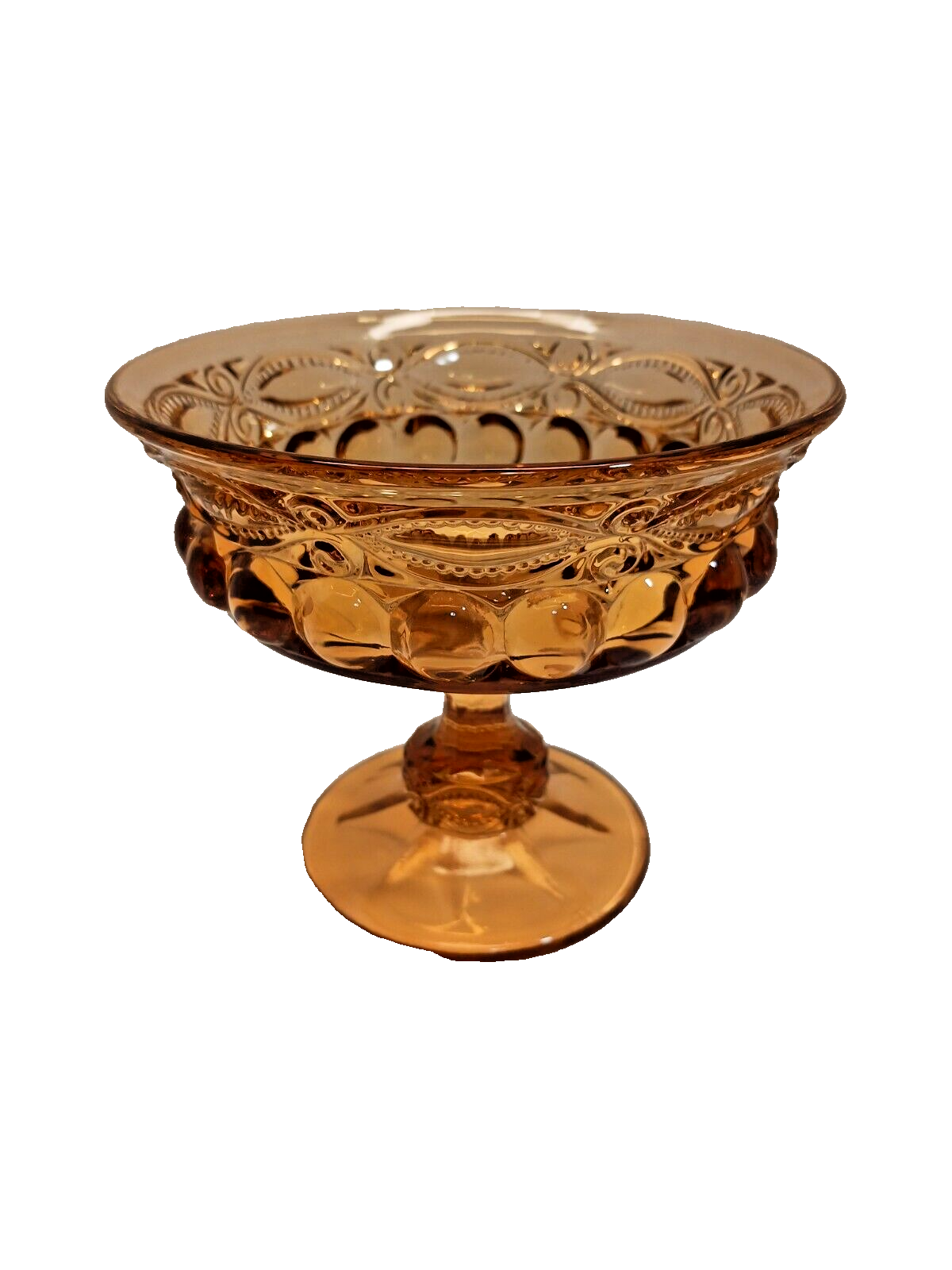 Vintage Amber Pattern Glass Candy Compote, 6" Diameter, 4 3/4" Height ...
