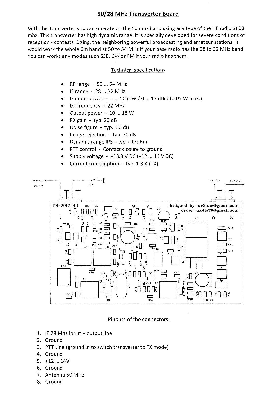 High Dynamic transverter 50 mhz to 28 mhz HF VHF UHF 10W 6 meter band ...