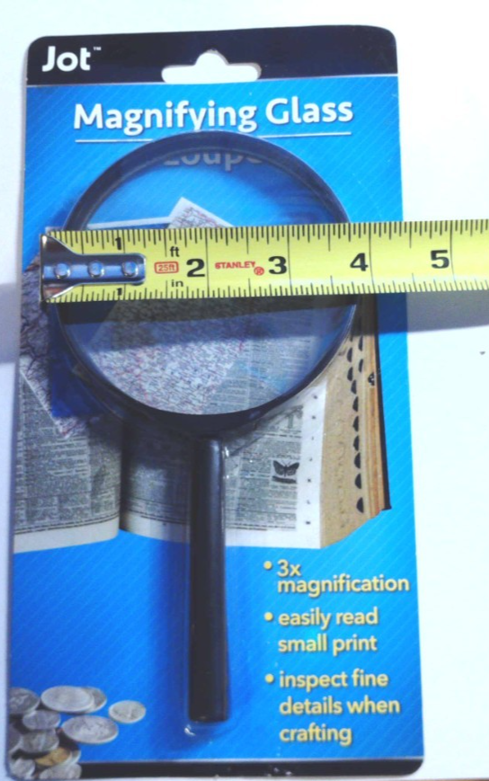 Handheld Black Round 4"Inch Diameter 3X Power Magnifying with Real ...