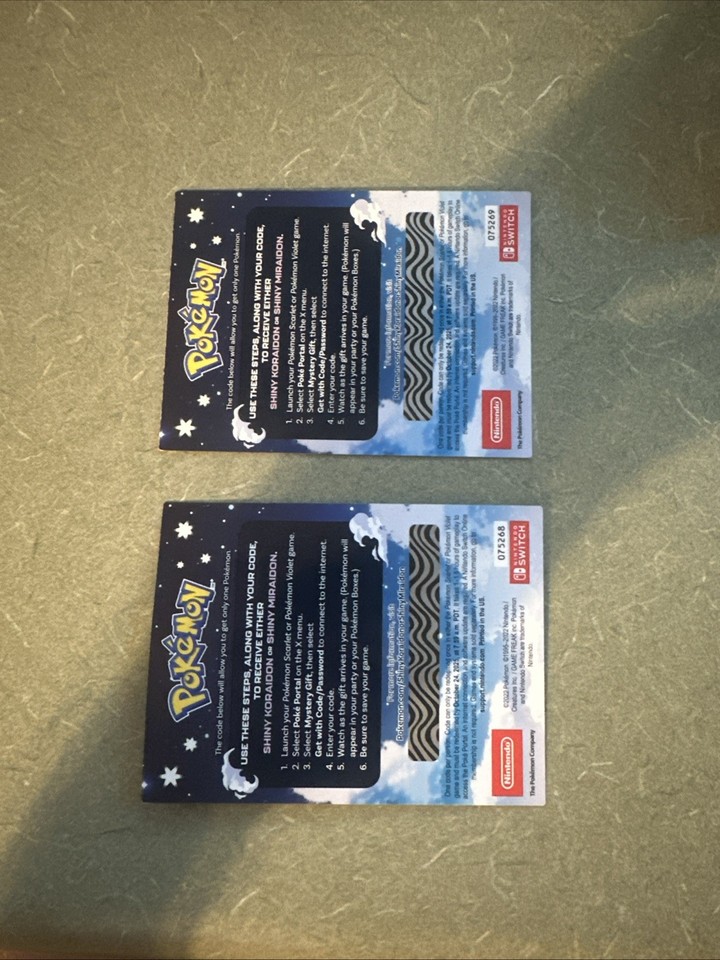 X2 Pokemon Shiny koraidon Or Shiny Miraidon Codes For Scarlet/Violet ...