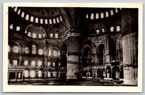 Postcard Istanbul, Sultan Ahmet ici interior Mosque RPPC M145 | eBay