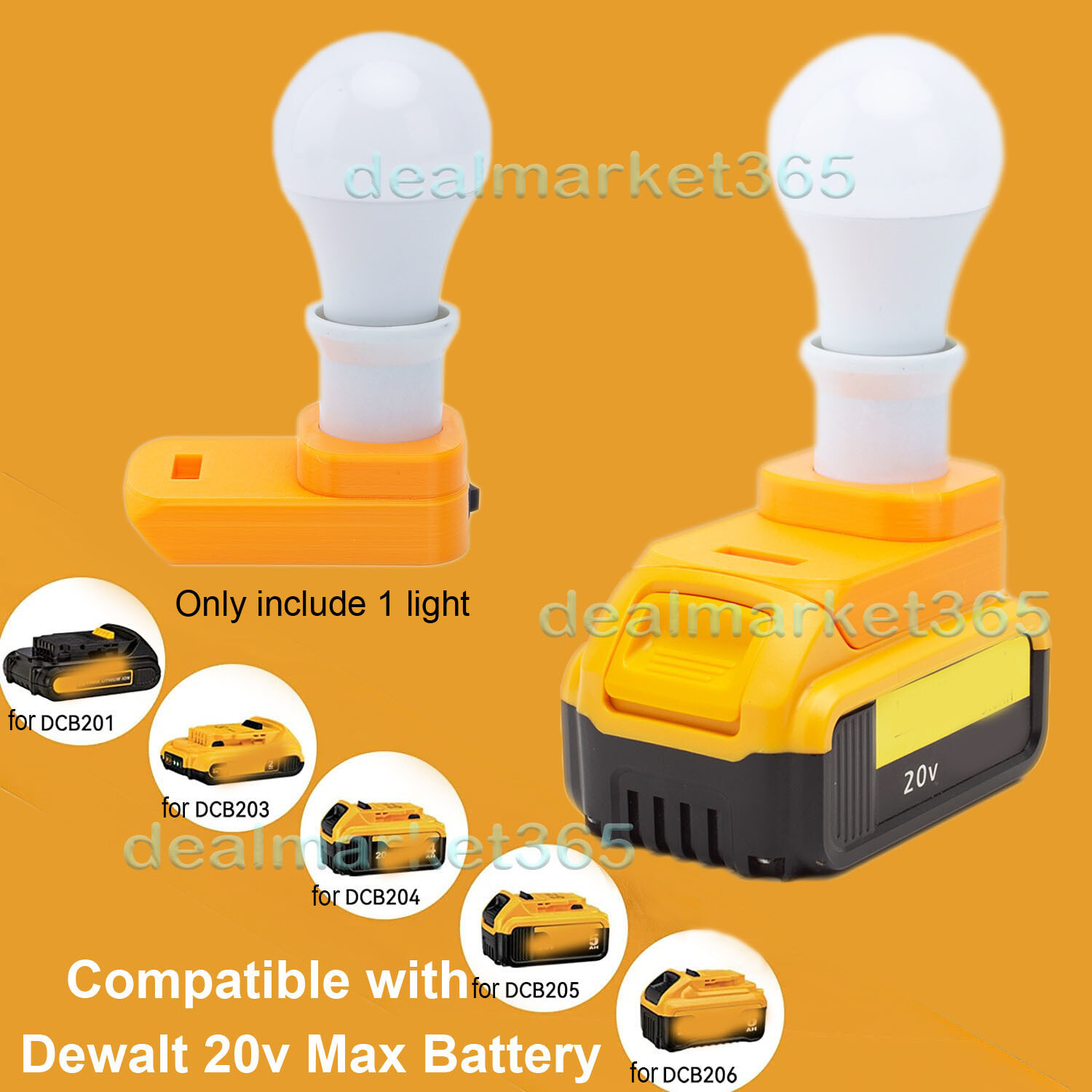 For Dewalt 20V MAX Battery Powered Outdoor LED Work Light Bulb ...