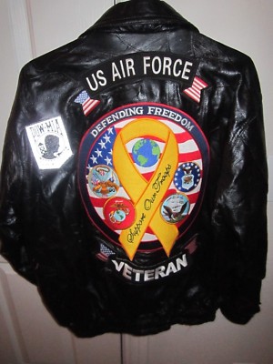 U.S. AIR FORCE DEFENDING FREEDOM SUPPORT OUR TROOPS LEATHER JACKET SIZE ...