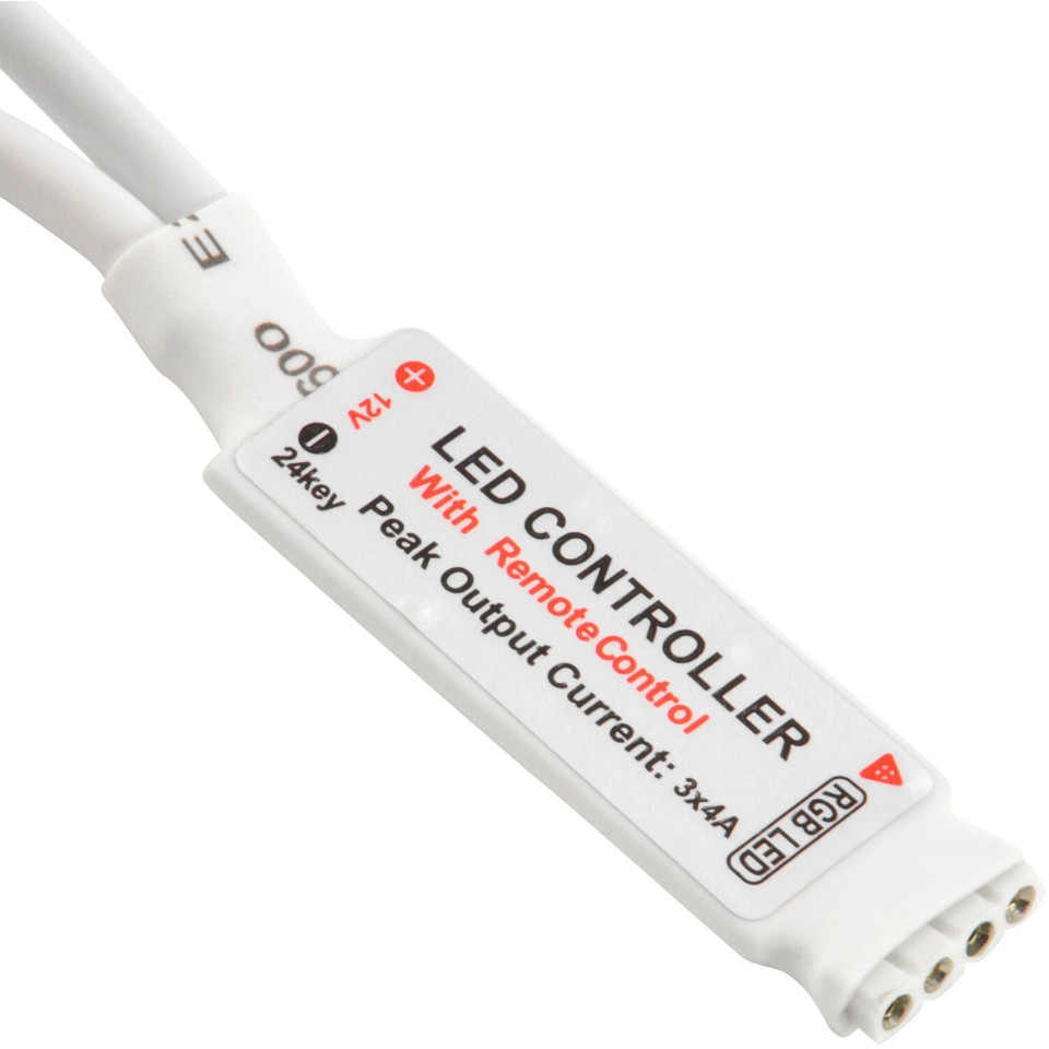 Inline IR Controller with 24 Key Remote for 12V RGB LED Strip Light | eBay