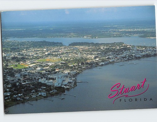 Postcard Aerial View of Stuart Florida Located on the St. Lucie River ...