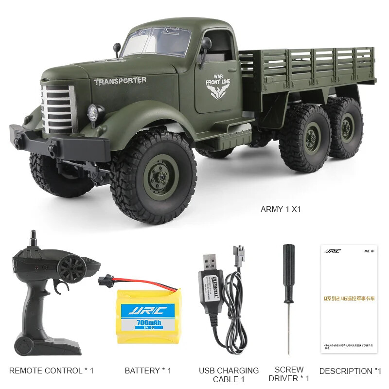 1/16 RC Truck Military Climbing Car 6WD Off-Road 2.4G Remote Control ...