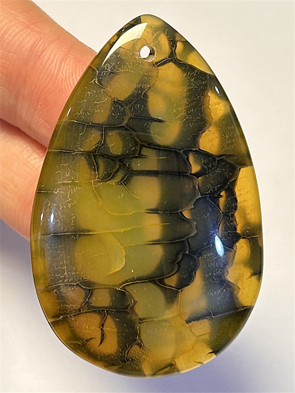 H13061 48x31x7mm Claybank/black Fire Dragon Veins Agate Teardrop ...