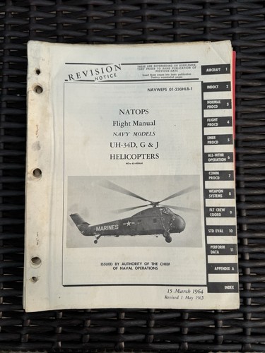Vintage Original Helicopter flight manual NAVTOPS UH34D, G&J 1965 Rev ...