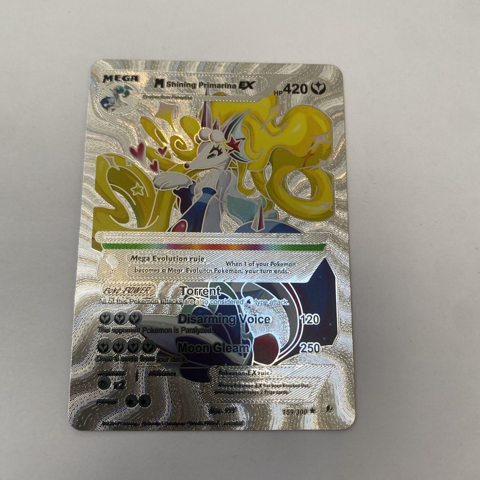 Mega Shining Primarina EX Silver Foil Fan Art Card Hp490 Bad Poison 🔥🔥🔥 ...