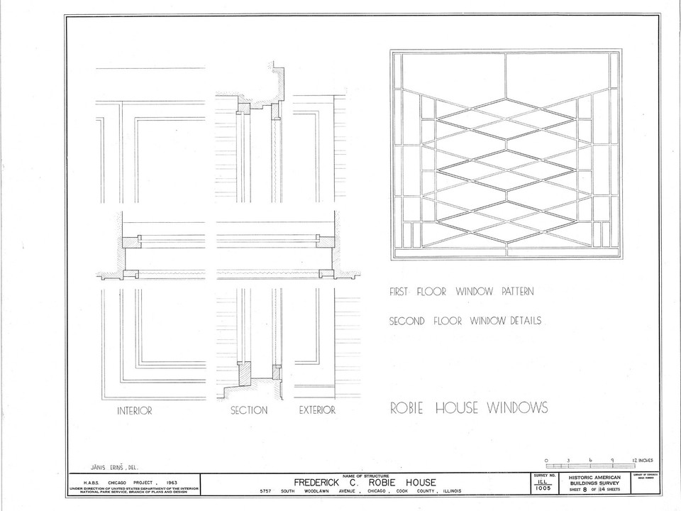 Frank Lloyd Wright Prairie Style Home - Robie House, 25 sheet set ...