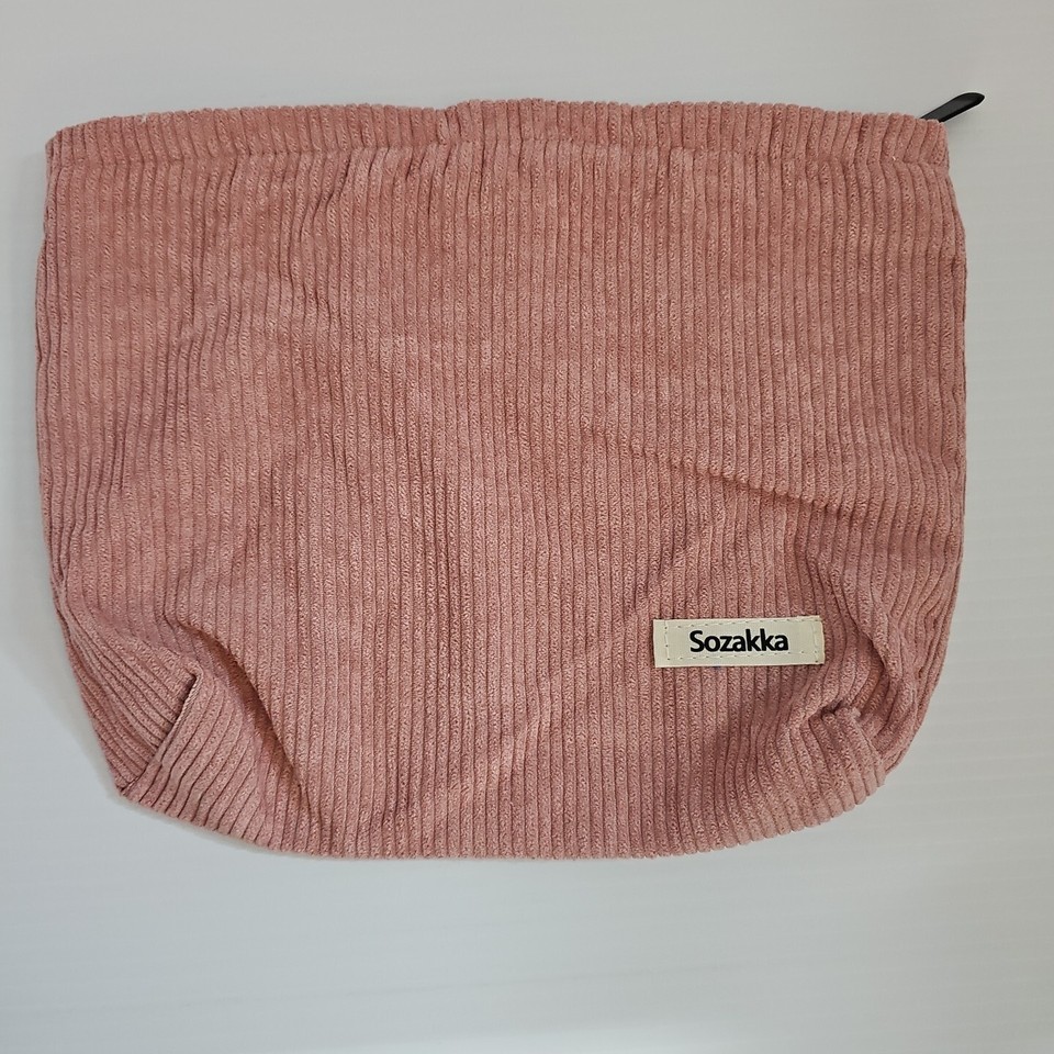 Sozakka Corduroy Lined Cosmetic Bag w/ Zipper, Great Travel or Daily ...