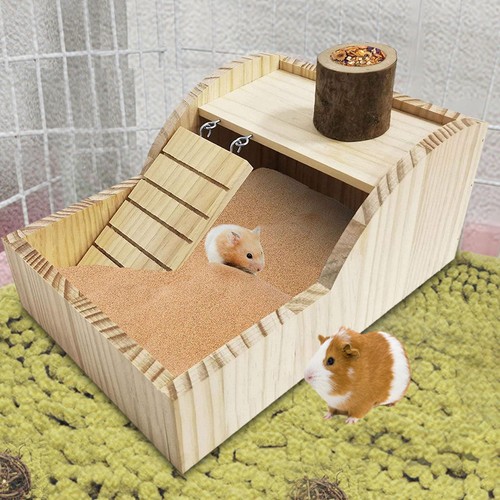 Wooden Hamster House Play Toy Hamster Hut Cabin Detachable Hideaway ...