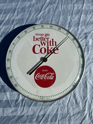 Coca-Cola Vintage 12" Thermometer Round Glass Faced Original 495A 1960s ...