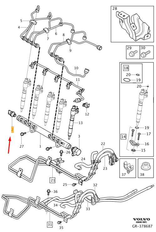 VOLVO V60 MK1 Fuel Pressure Sensor 30787950 NEW GENUINE | eBay