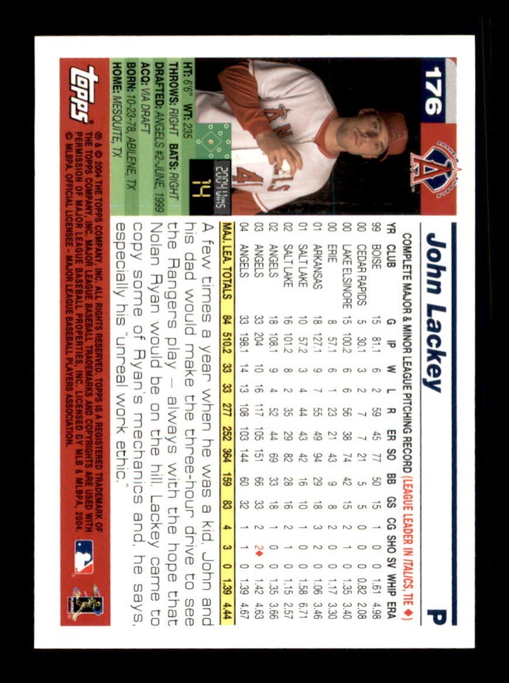 2005 Baseball Topps John Lackey Anaheim Angels #176 | eBay