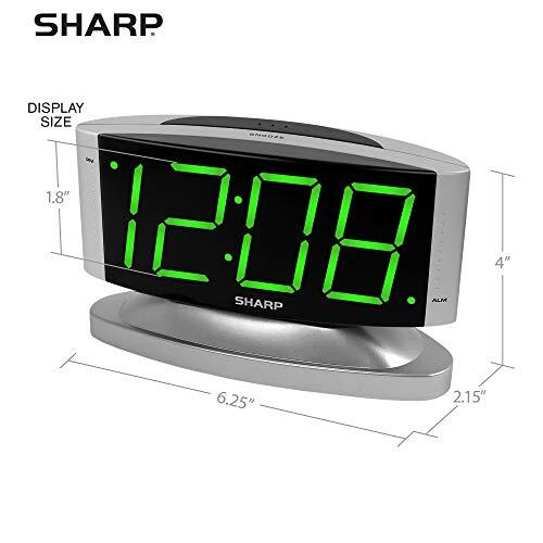 Sharp Electric Digital Alarm Clock LED Large Display Battery Backup ...