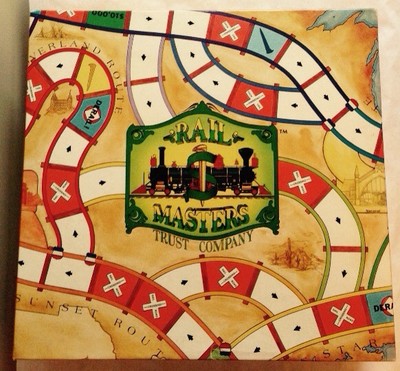 1985 RAIL MASTERS TRUST COMPANY BOARD GAME, RAILROAD TRIVIA BOARDGAME ...