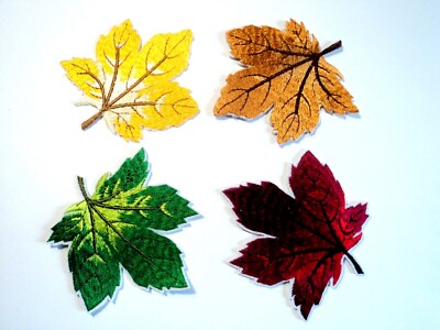 1x Autumn Leaf Fall Leaves Patches Embroidered Cloth Badge Applique ...