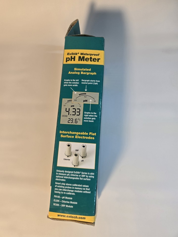 Extech PH100 Waterproof pH Meter Flat Surface Electrode LCD 0.00-14.00 ...