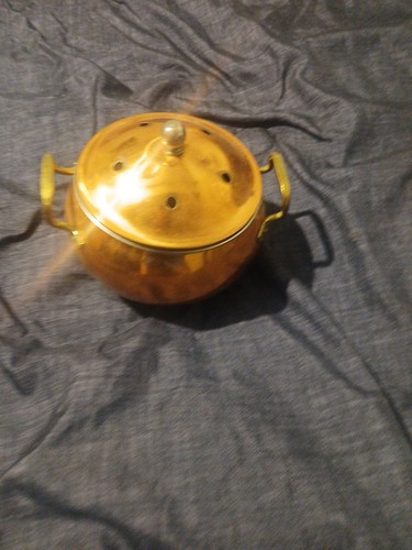 Copper Potpourri Small Pot with Lid Brass Handles Primitive Hollywood ...
