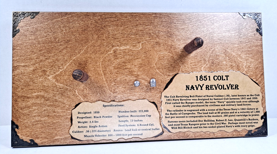 Gun Wall Display Plaque for 1851 Colt Navy Revolver Pistol Rack DARK ...