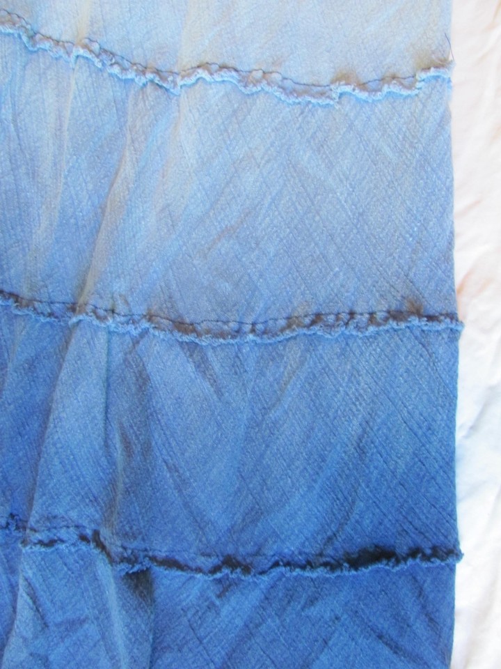 Country Living Blue Ombre Tiered Cotton Gauze Boho Peasant Maxi Skirt ...