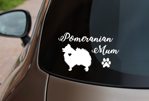 Pomeranian Mum Dog Sticker Car Decal Vinyl dog Pom Mom High quality ...