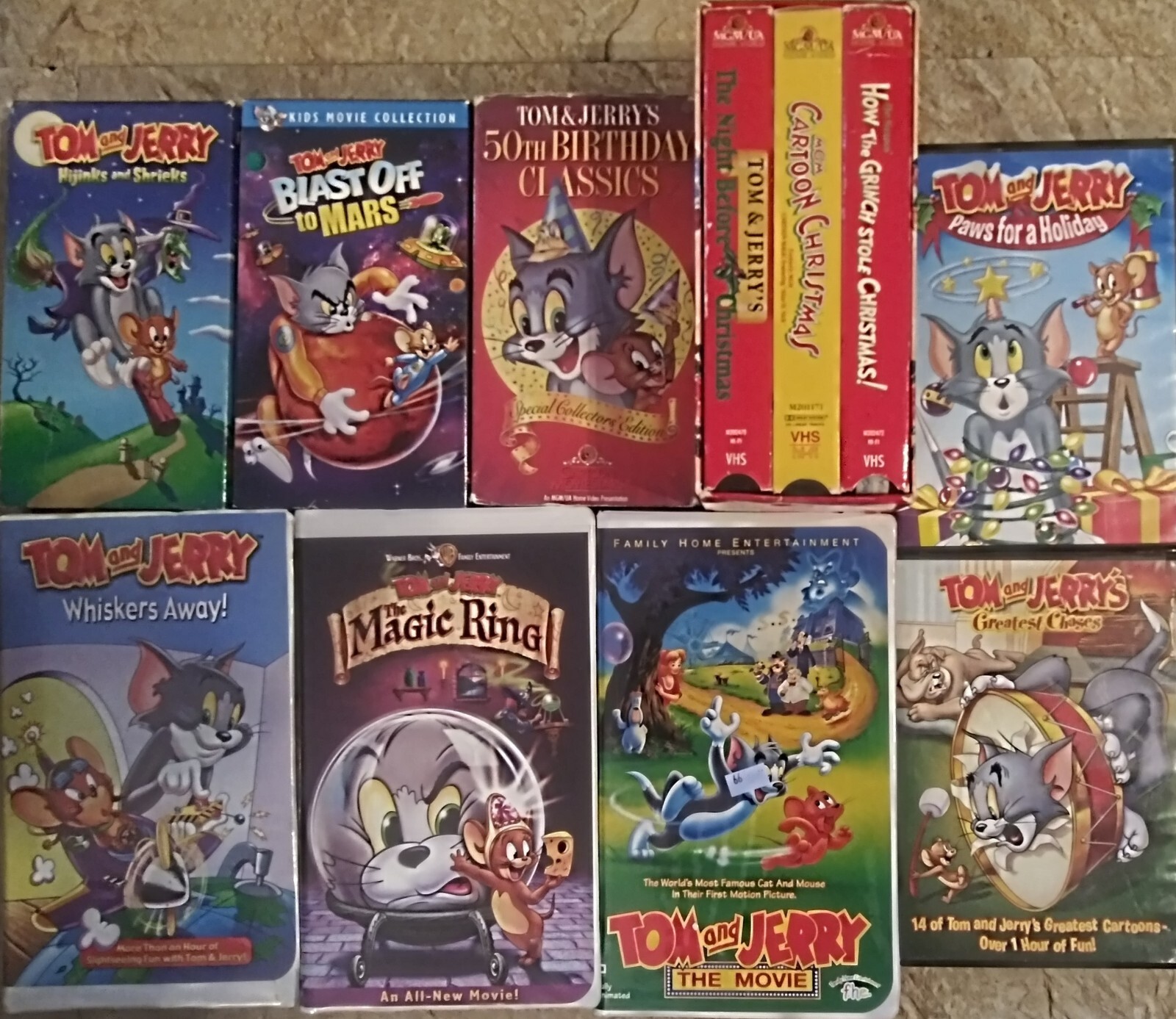 11 Tom & Jerry DVD VHS Tape Lot Blast Off To Mars 50th Birthday Hijinks ...
